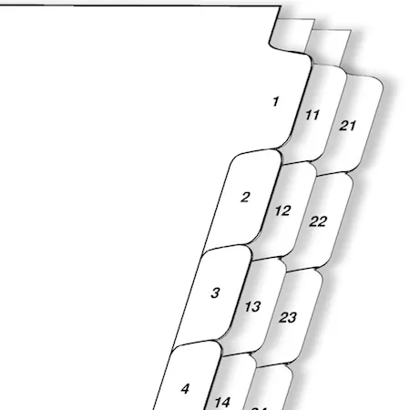 Individual 9x11 P/LS Letter Size Tabs 1-10, 11-20, 21-30-200/pk